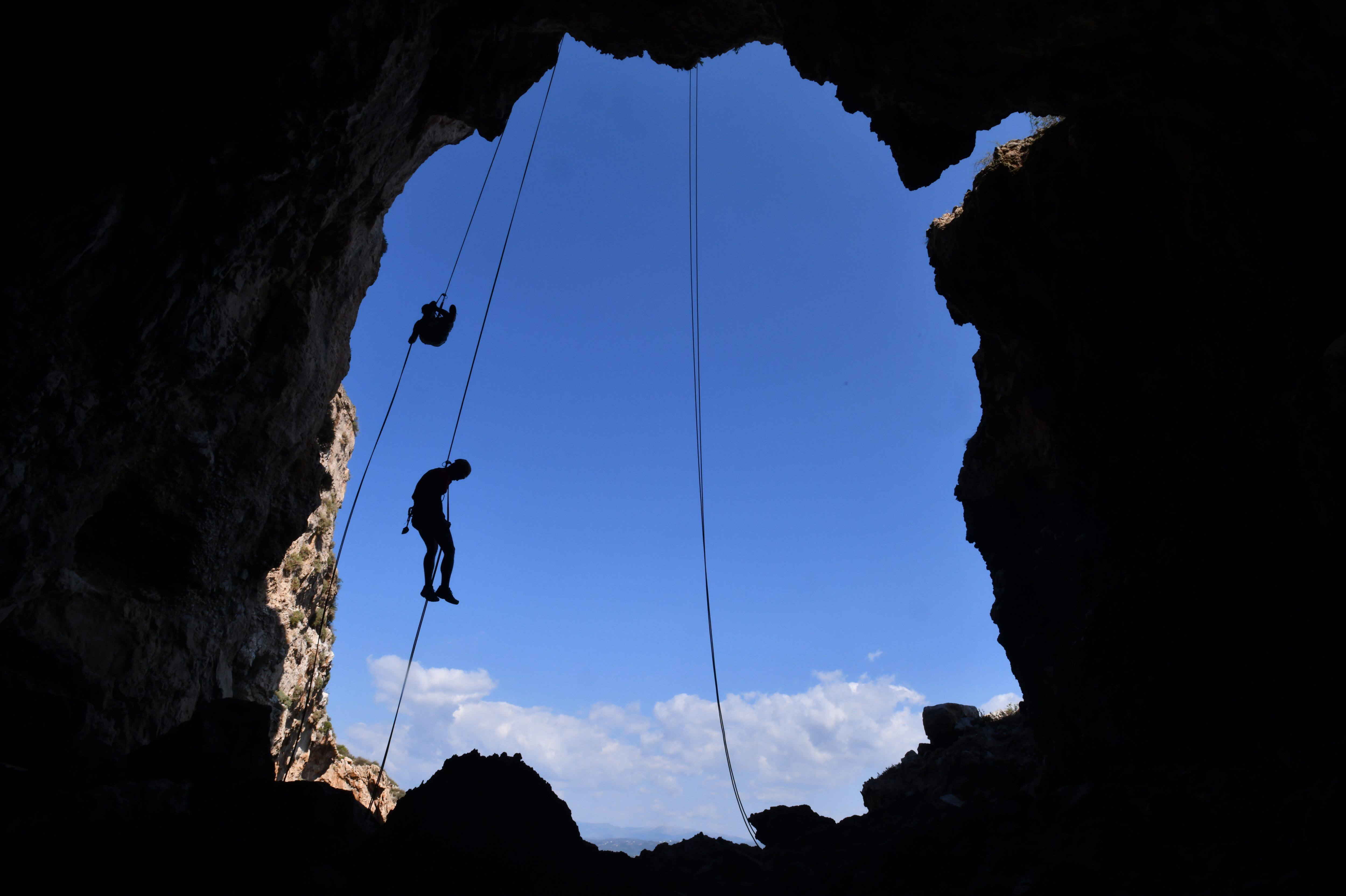 Rappelling in Sfaktiria Island
